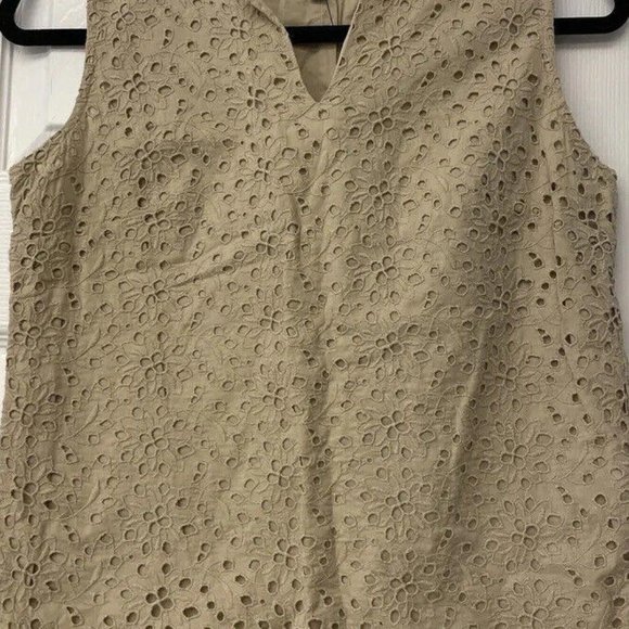 Talbots | Tops | Talbots Khaki Lace Eyelet Petite Size 4p Lined Work Office Classic | Poshmark